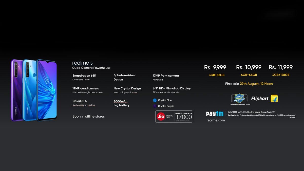 Realme 5 Launched: Price in India, Specifications and Features